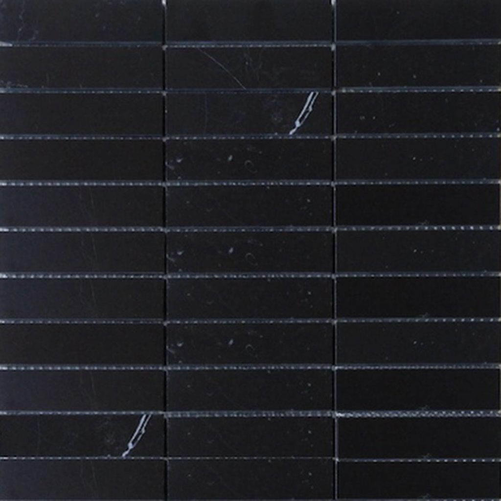 Subway Rectangle Mosaic Tile Nero Marquina Marble 5/8” x 3